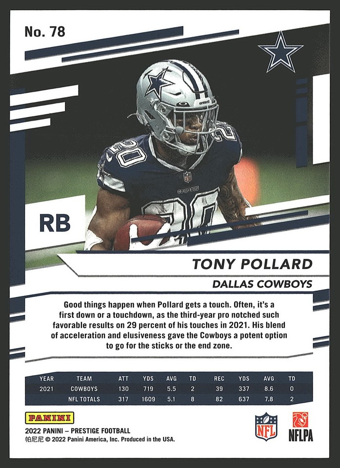 2022 Panini Prestige #78 Tony Pollard Xtra Points Diamond | eBay