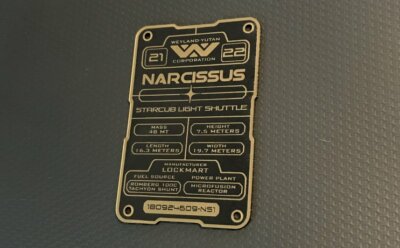 CUSTOM ALIEN NARCISSUS SHUTTLE SPECIFICATIONS DATA PLATE PROP ALIENS ...