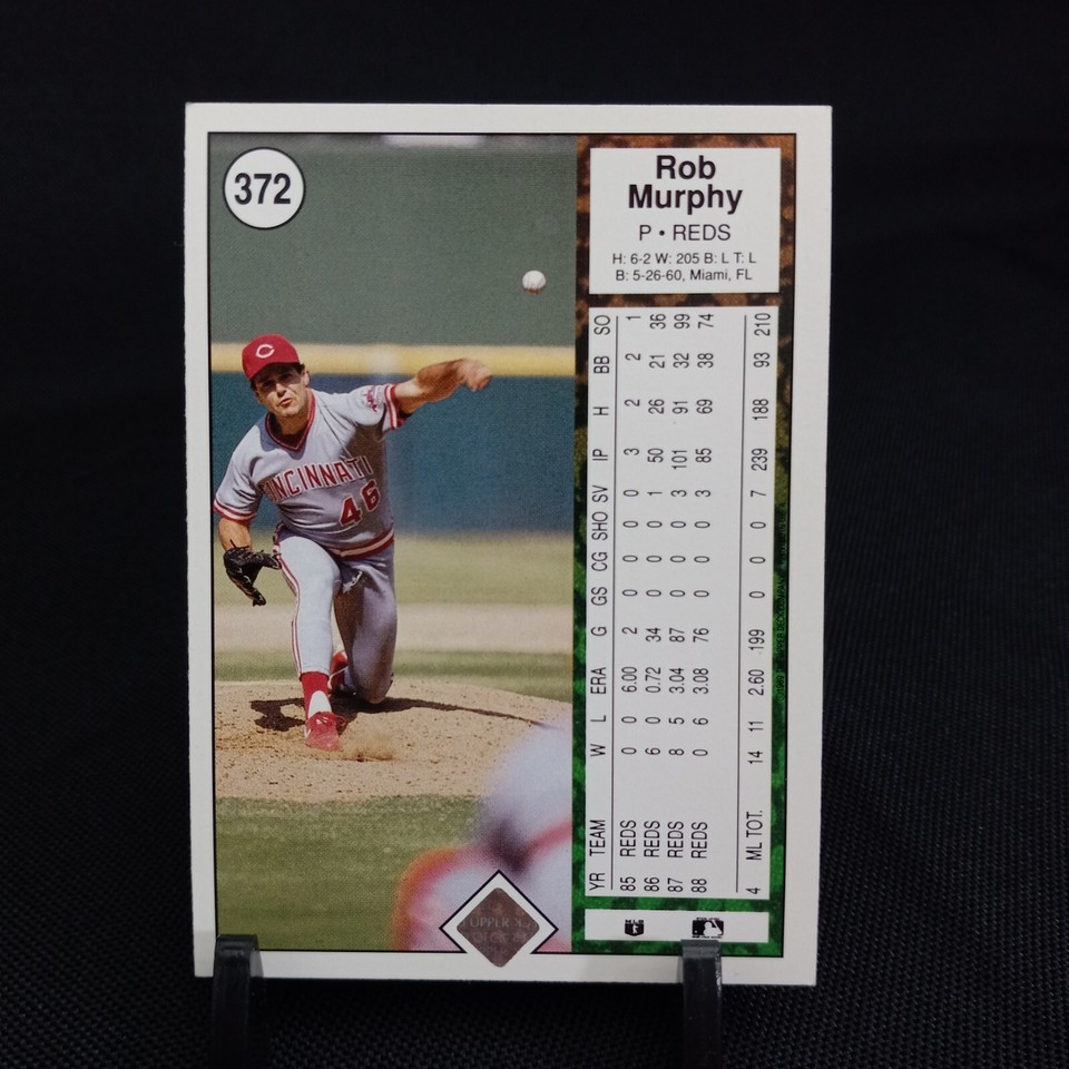 1989 Upper Deck #372 Rob Murphy Cincinnati Reds Baseball Card (1A325 ...