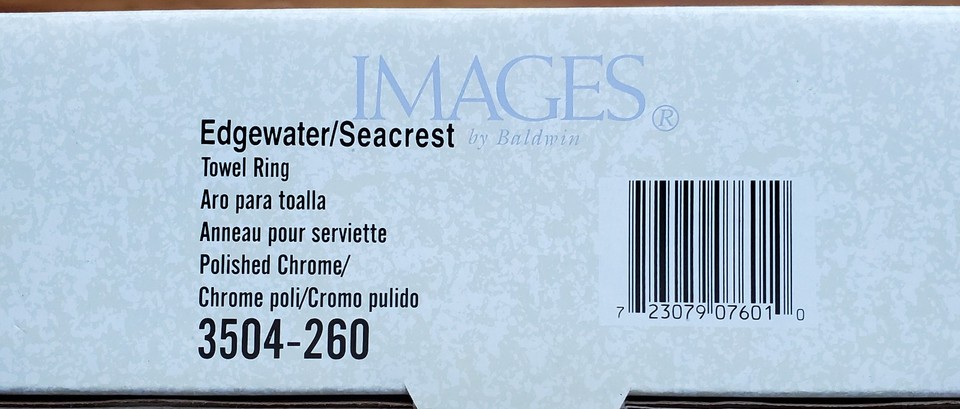 BALDWIN Premium Towel Ring EDGEWATER 3504-260 Polished Chrome Finish ...