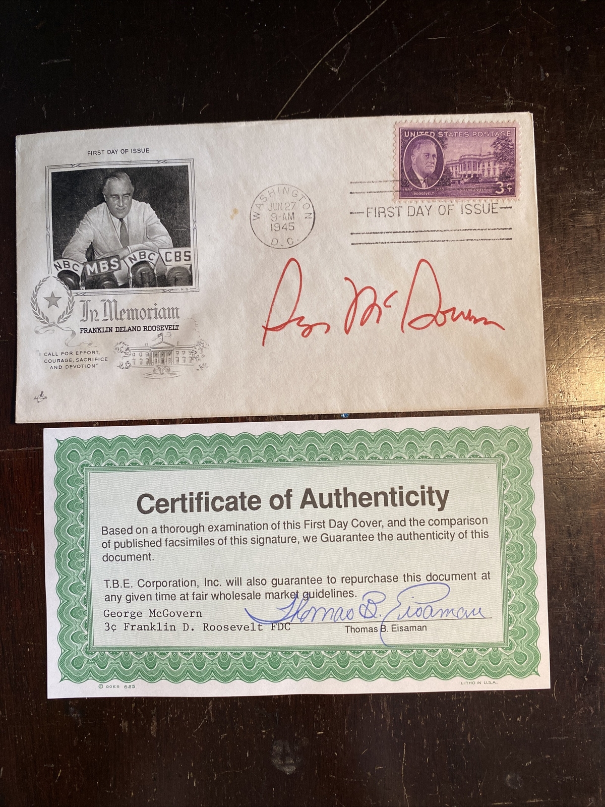 US POLITICAL AUTOGRAPH COVER - PRESIDENTIAL CANDIDATE - SENTATOR GEORGE ...