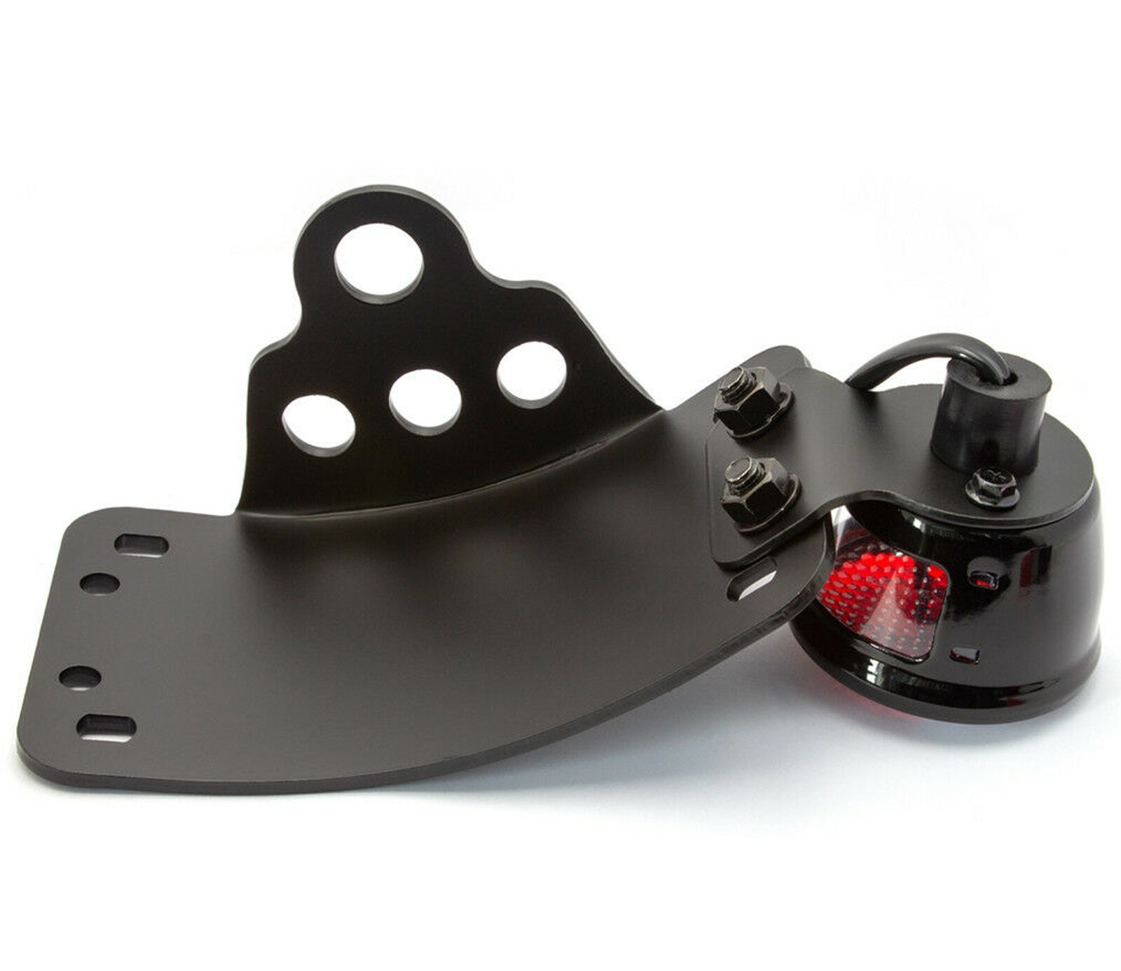 Curved Side Mount Motorbike Number Plate Holder With LED Miller Style ...