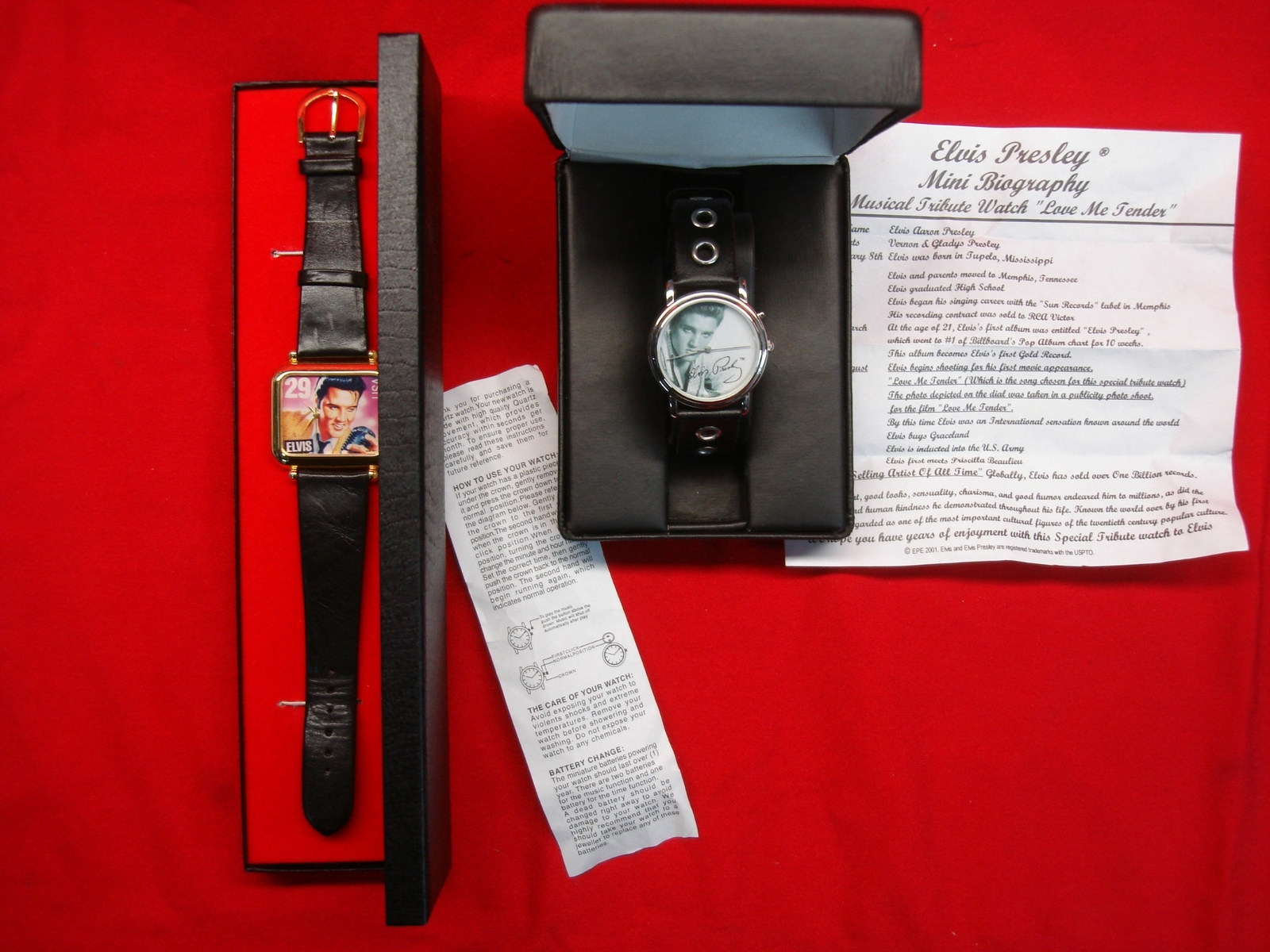 ELVIS PRESLEY "POSTAGE STAMP" WATCH WITH BONUS ELVIS WATCH - BOTH ...