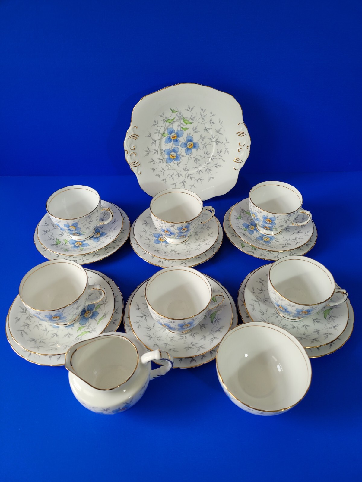 Sutherland H M Bone China Tea Set. Blue Flowers. 21 Piece | eBay UK