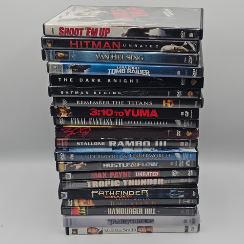 Lot of 20 Action DVD's | Batman | The Dark Knight | Rambo | 300 | Tomb ...