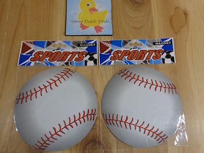 Sports Magnet Set of 2 BASEBALL SOFTBALL 5.5" Locker Car Fridge Decor ...