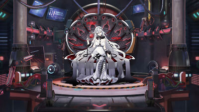 Anime long hair computer white red eyes chains dress Play Gaming Mat ...