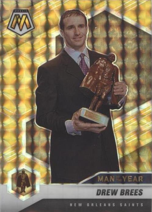 2021 Panini Mosaic - Man of the Year Drew Brees #264 Reactive Yellow ...