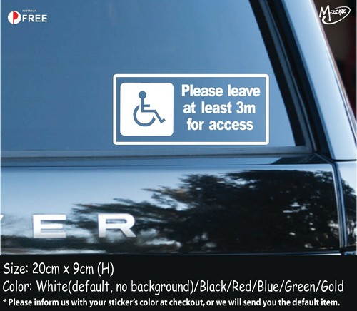 Disabled Mobility Please Leave 3m For Access Reflective Car Sticker ...