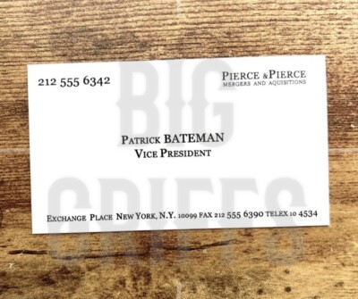 10 Pack American Psycho Patrick Bateman Gift Pack Horror Prop Business ...