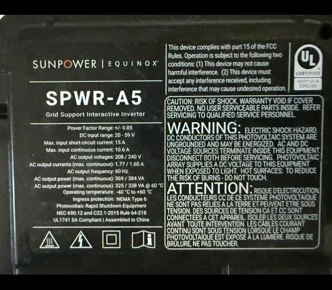 11x Enphase IQ7HS-66-M-US SunPower SPWR-A5 Microinverter Good Working ...