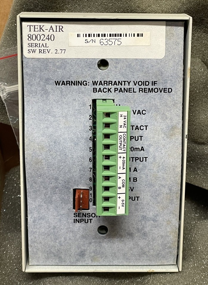 Tek-Air Systems 800240 Face Velocity Monitor Tek Air Replacement Aux ...