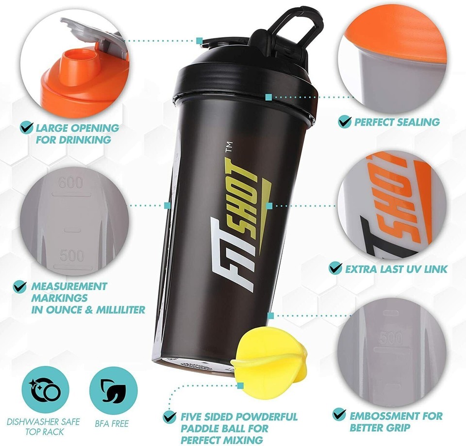 Protein Shaker Bottle 28 oz. Sport Water Milk Gym Workout Fitness ...