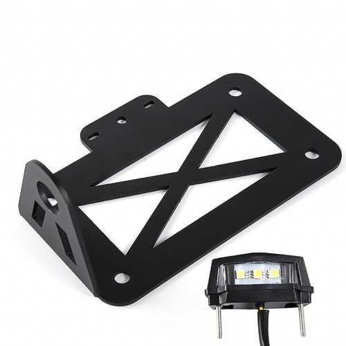Motorcycle Left Side Number License Plate Mount Holder Bracket with LED ...