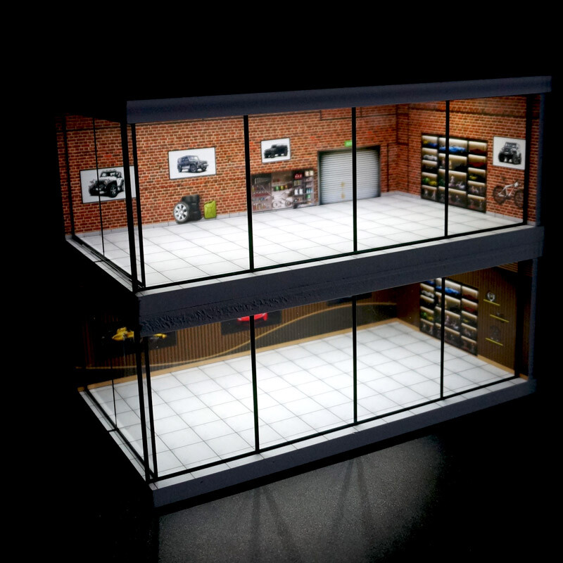 Diorama 1/43 Scale Car Showroom Scene Models Garage Display Case with ...