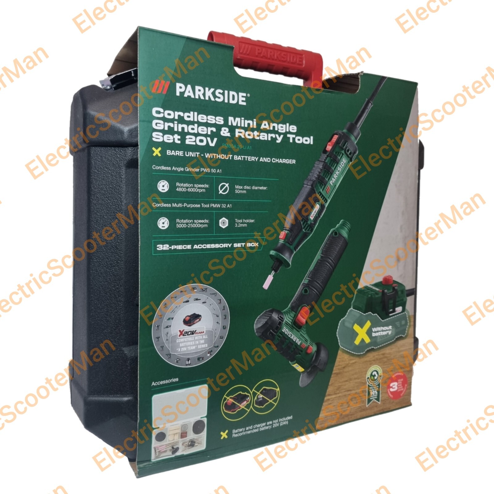 Parkside 20V Cordless 2in1 Mini Angle Grinder & Rotary Tool Set | eBay UK
