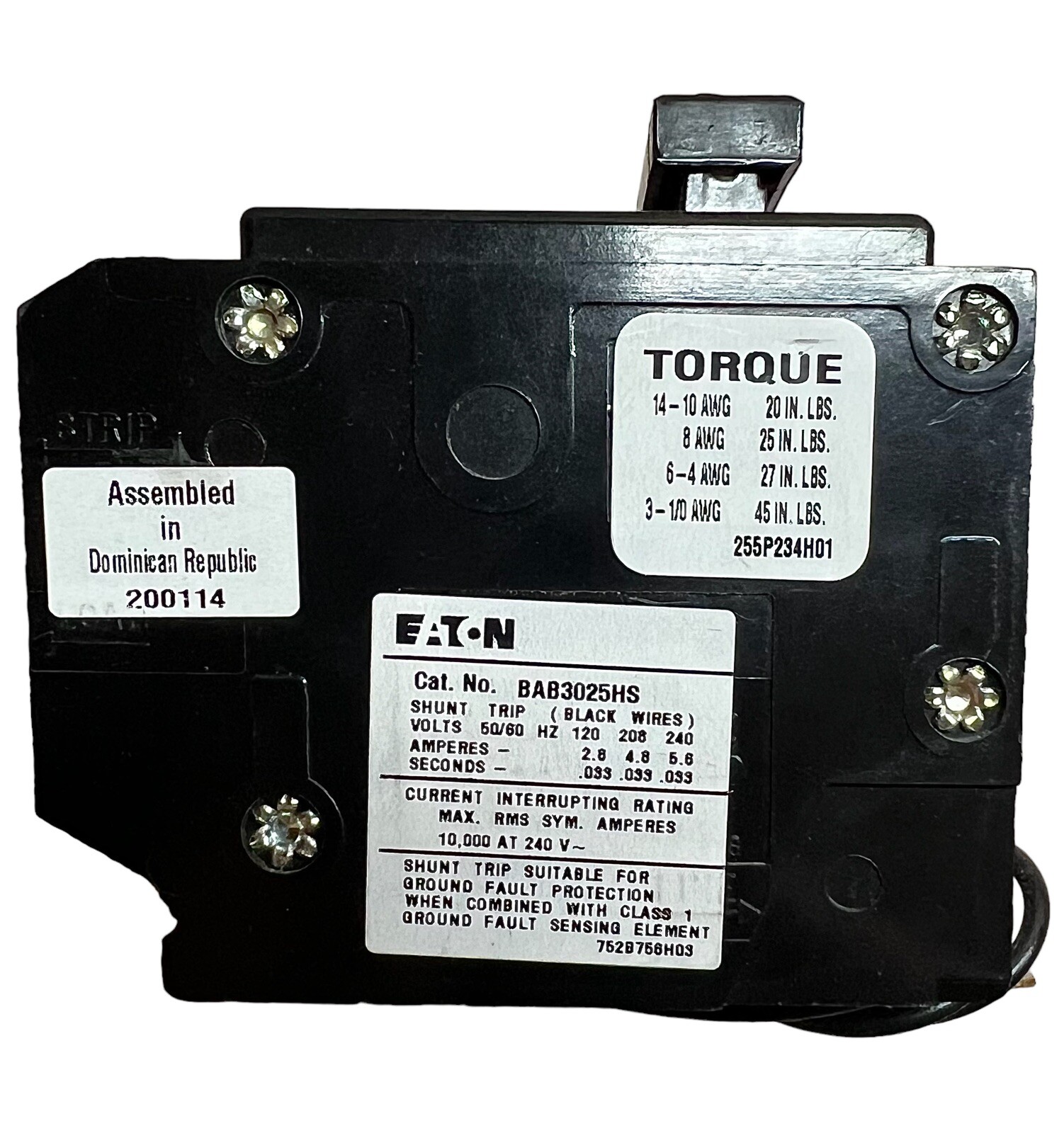 Eaton USD BAB3025HS Miniature Circuit Breakers (MCBs) BA 3P 25A 120 ...