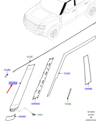 LAND ROVER DEFENDER L663 Left Exterior A Pillar Trim LR174350 NEW ...