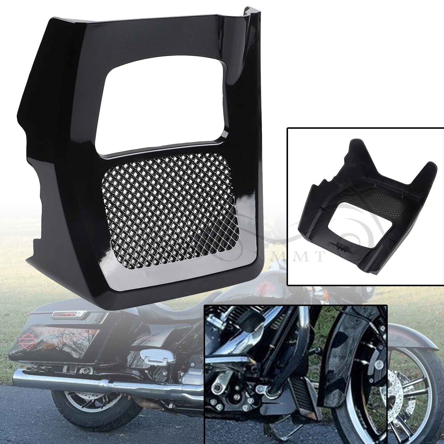 BLK Fairing Front Spoilers Radiator Chin Cover For Harley Road Glide ...