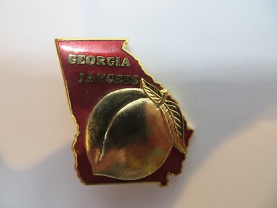 GEORGIA PEACH Enamel Pin JAYCEES PIN State Shape fruit vintage | eBay