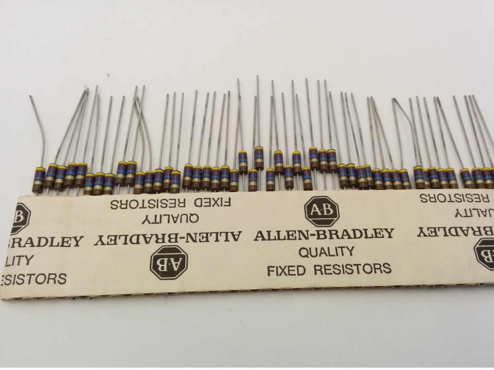 ALLEN BRADLEY CARBON COMP RESISTORS, 47M OHMS 5% 1/2W (LOT OF 50) NNB ...