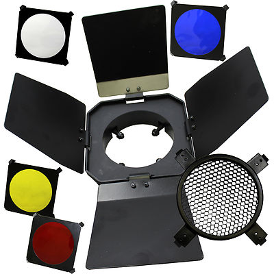 Barn Door With Honeycomb Grid Gel Set for Strobe Flash Light Modifier ...