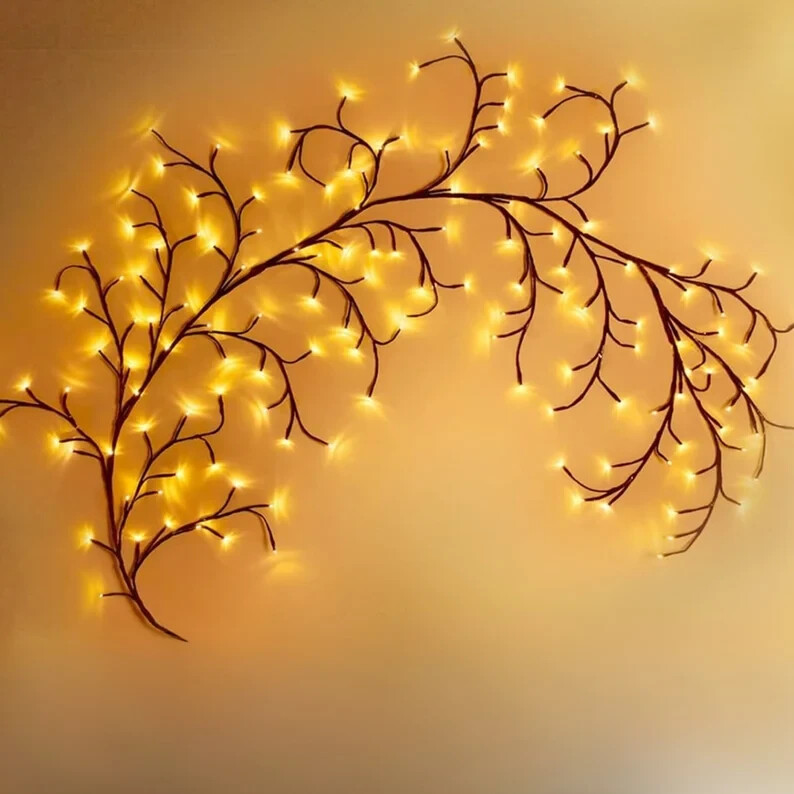 Willow Vine Branch String Lights, 144LED USB Powered, 7-setting lights ...