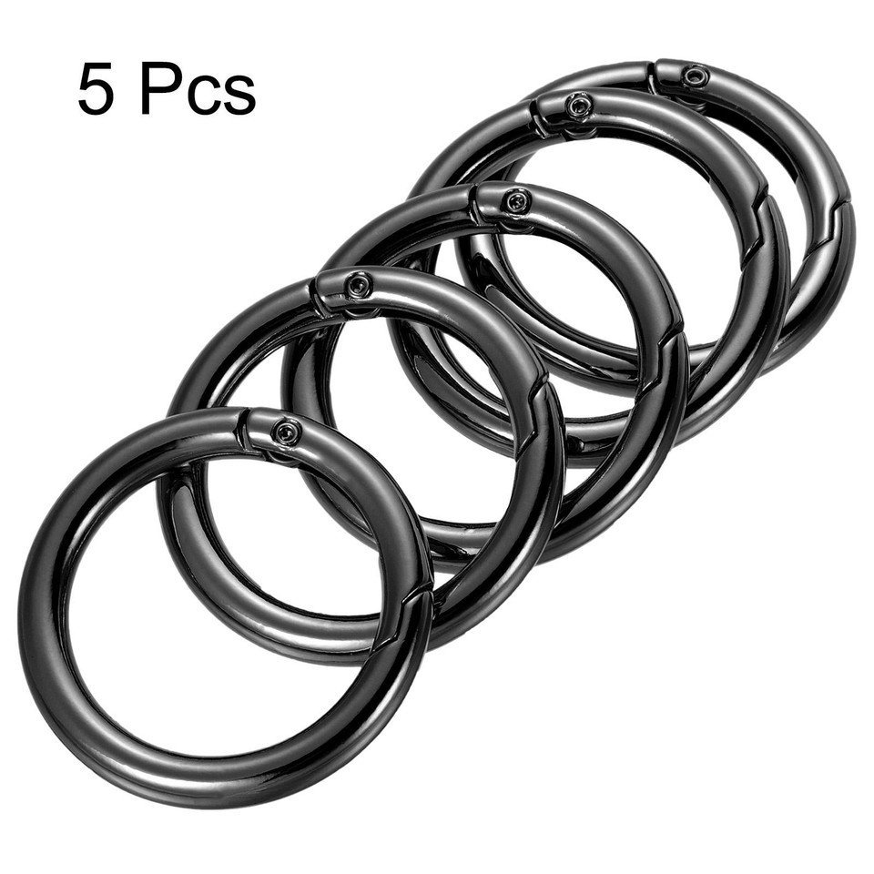 5pcs 42x31x5.5mm Spring Gate O Rings Round Snap Clip for Keyrings Black ...