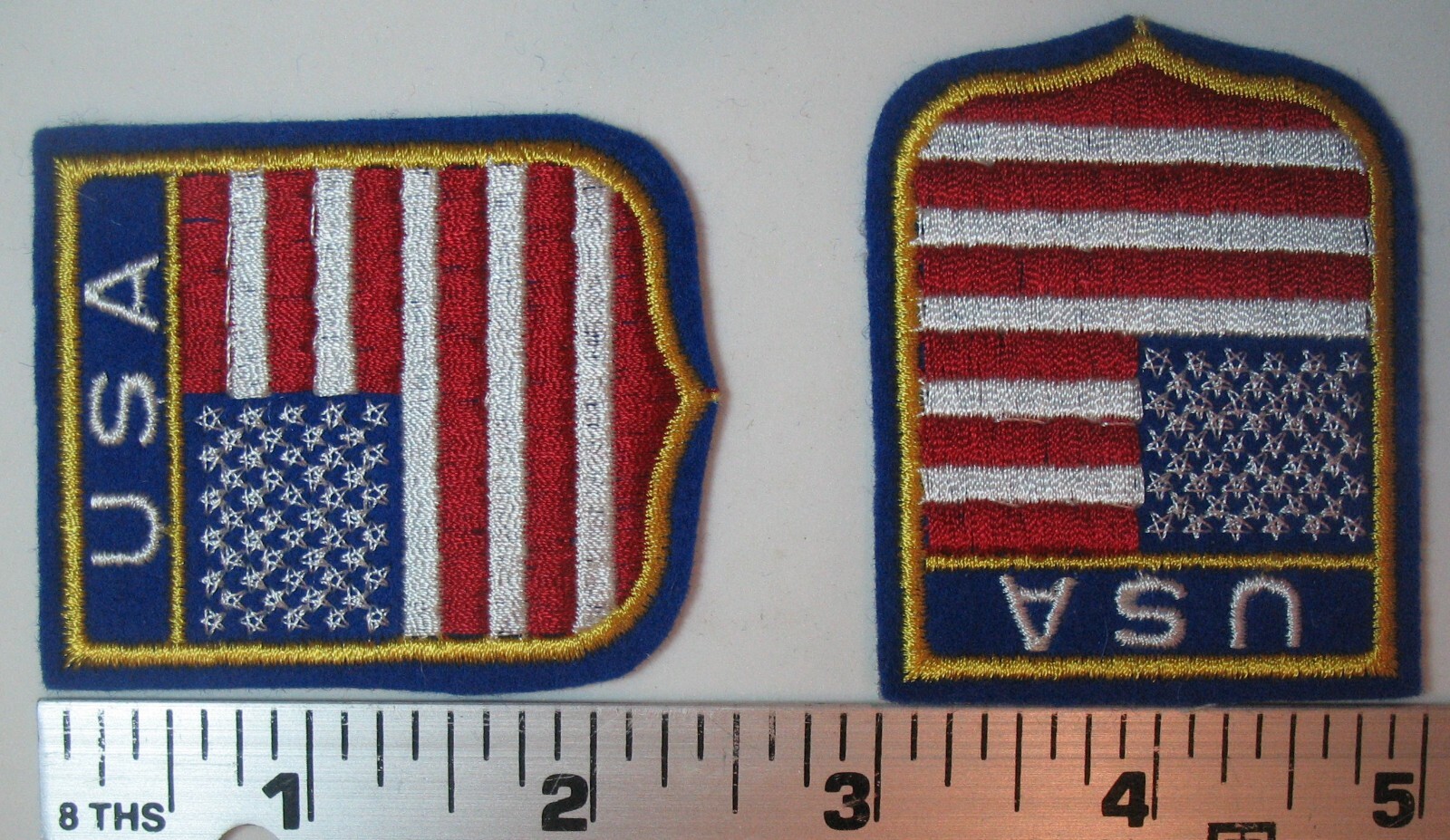 Vintage Lot of 2 USA Flag Design Sew-on Embroidered Patches Excellent ...