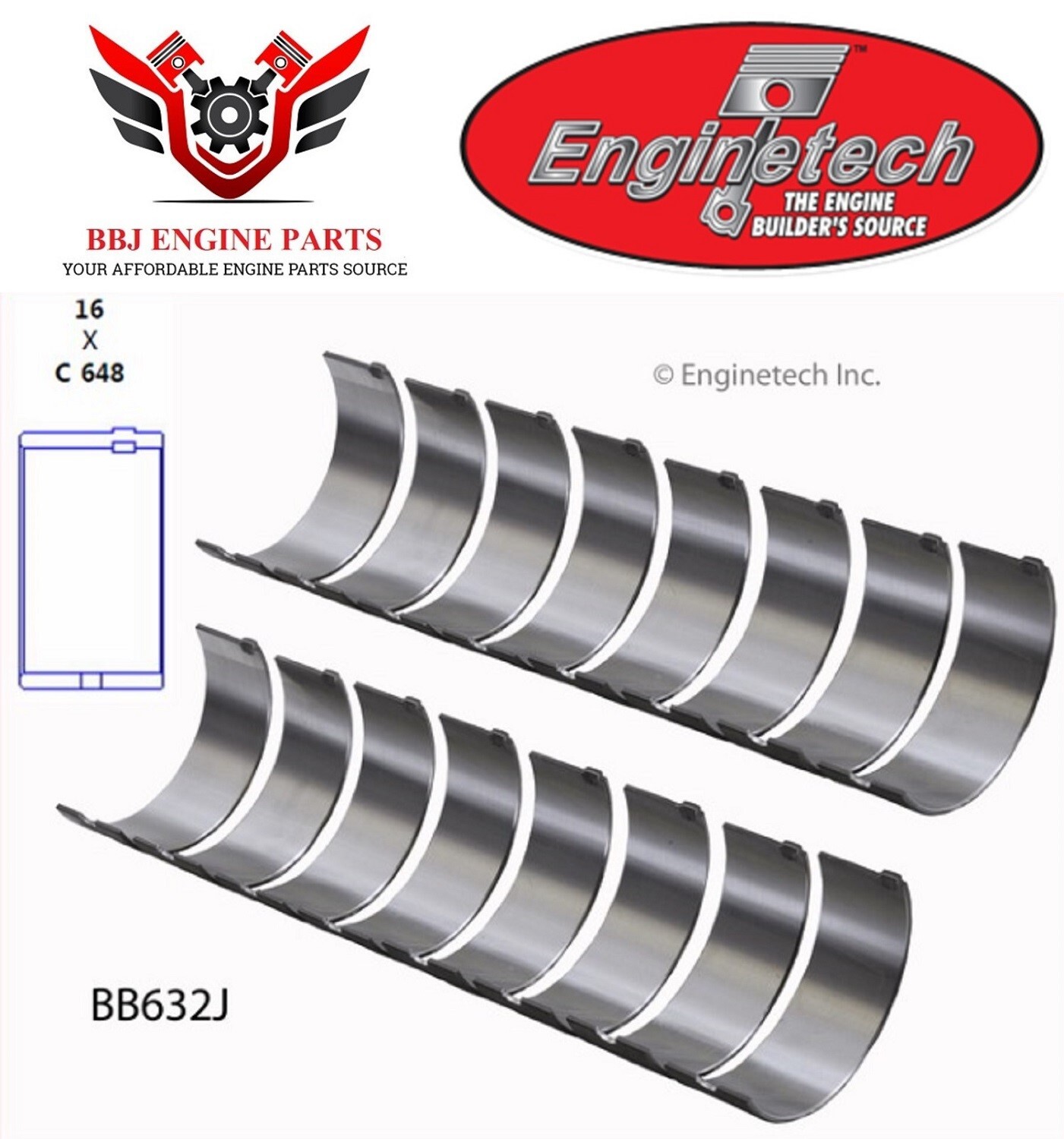 Amc Jeep 290 304 343 360 V8 Enginetech Rod And Main Bearings 1966 ...