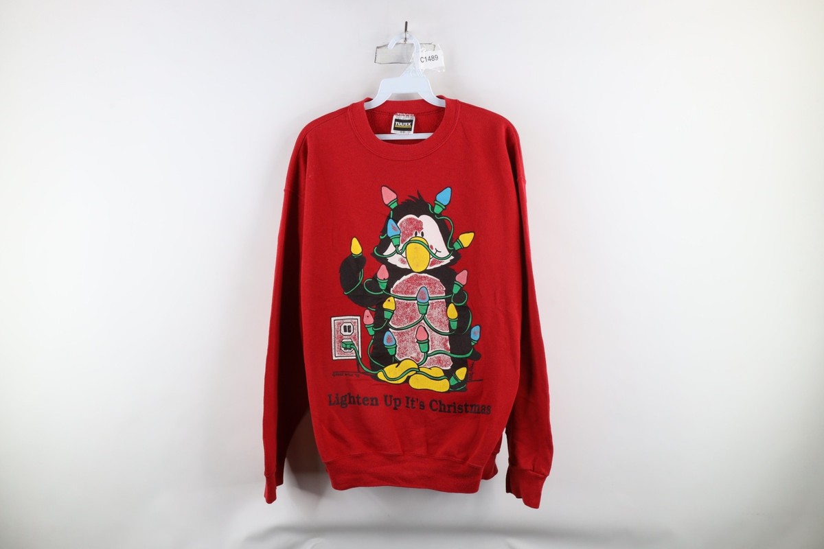 Vtg 90s Streetwear Womens Large Distressed Christmas Lighten Vtg 90s Streetwear Womens Large Distressed Christmas Lighten