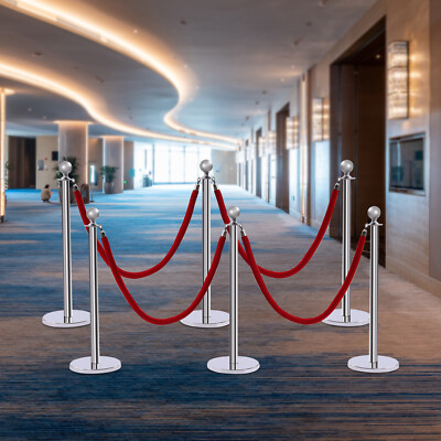 6Pcs Barrier Queue Pole Velvet Ropes Line Barrier Crowd Control ...