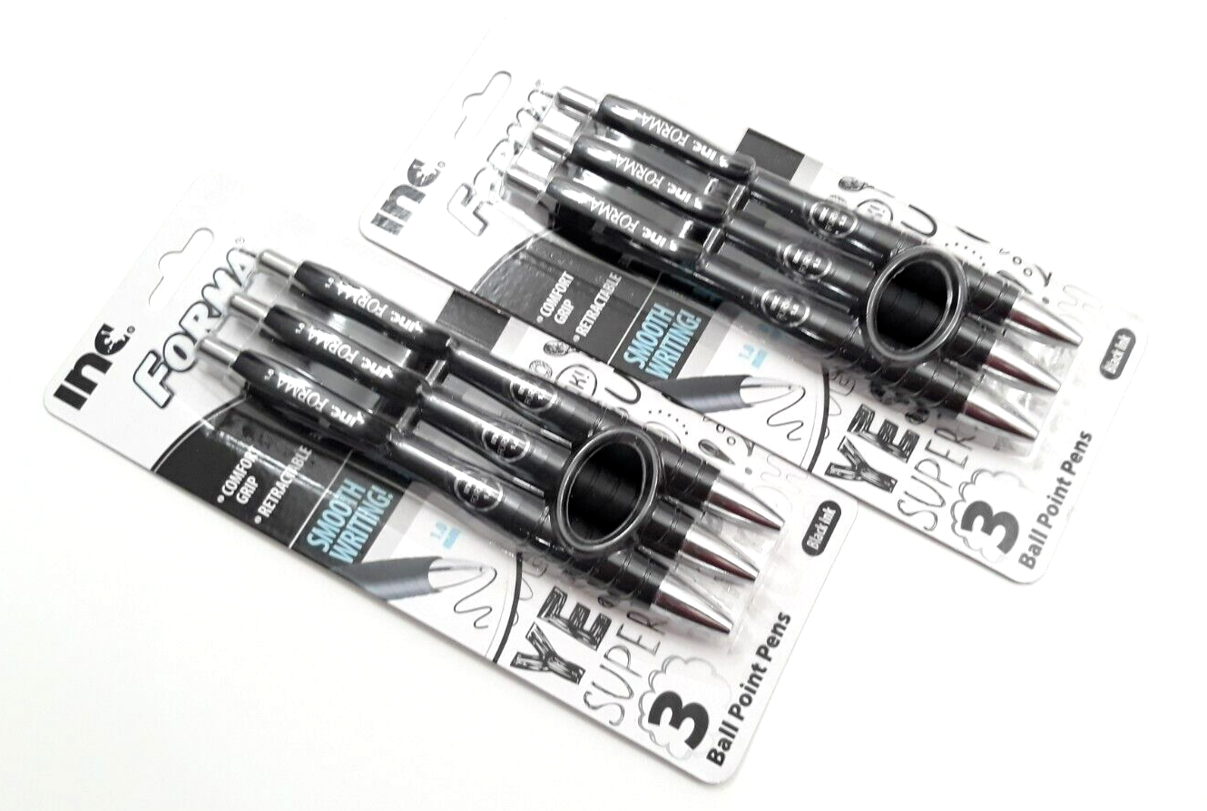 6 PENS 2 PACKS INC® FORMA™ COMFORT GRIP RETRACTABLE BALL POINT PENS ...