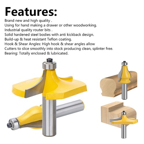 Handrail Router Bit Set 2Pcs Standard Flute Molding Cutters 1/2'' Shank ...