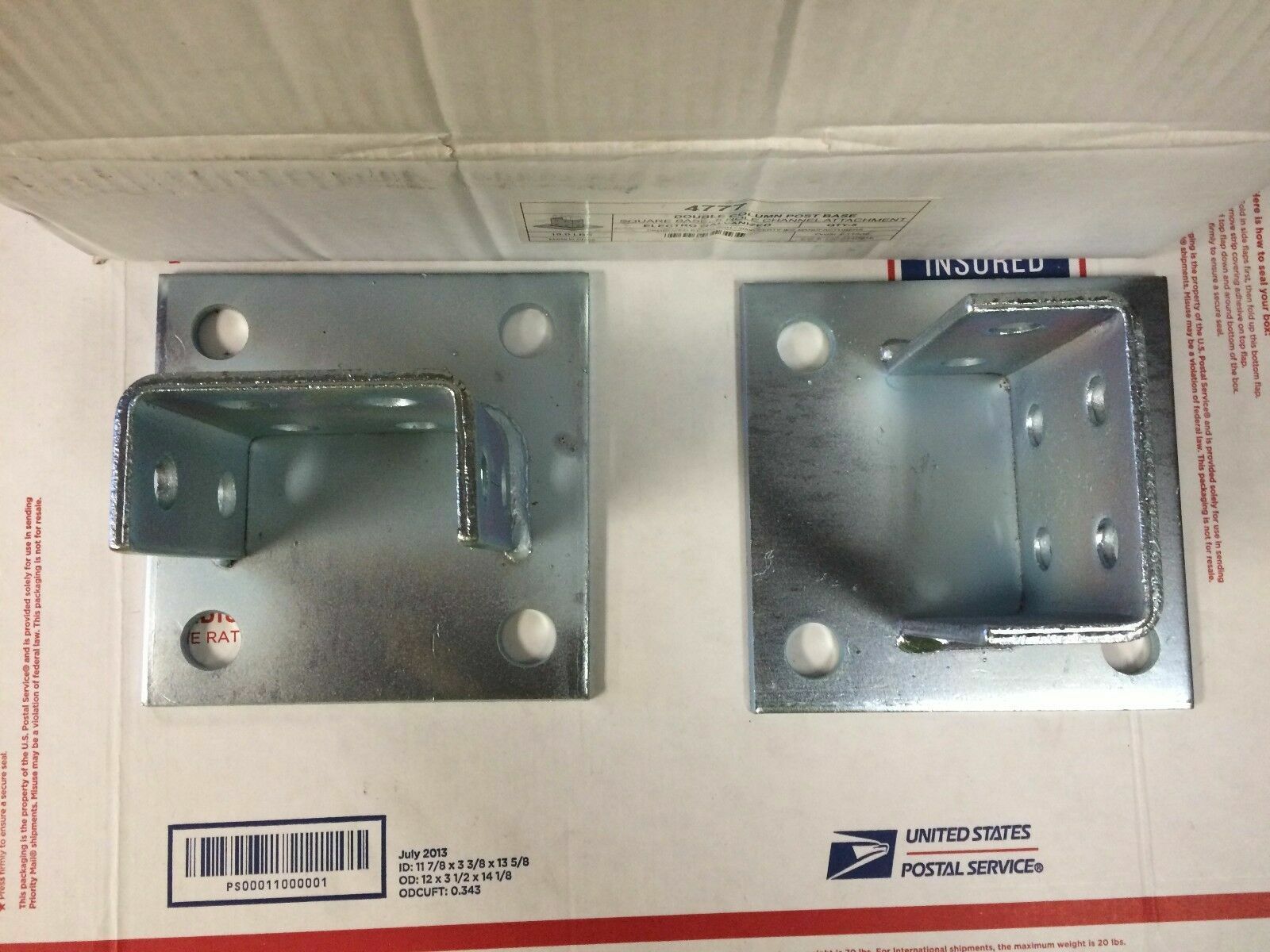 Double Channel Squared Post Base for Unistrut Channel P2073A SQ #4777 ...