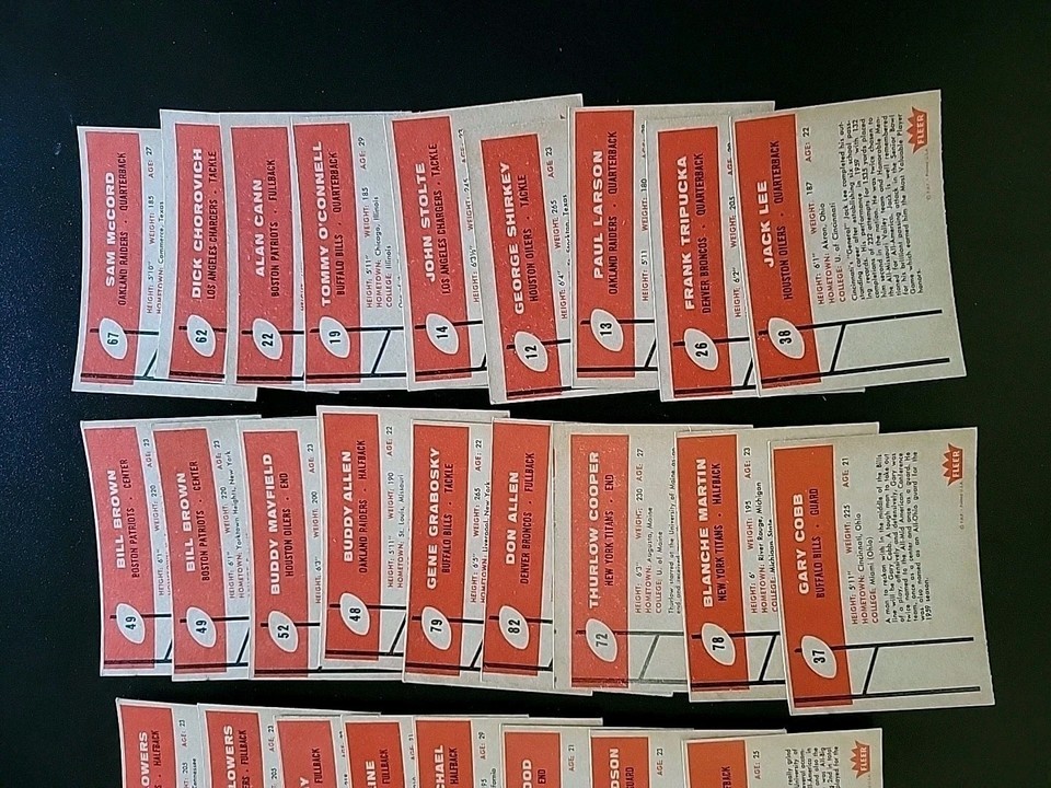 1960 Fleer Football Cards - 34 Card Lot - Most EX to EXMT - W/ George ...