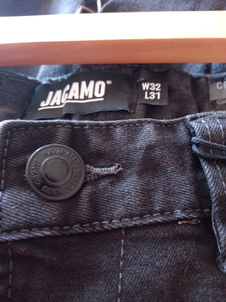 JACAMO MENS BLACK DENIM TAPERED JEANS SIZE 32 inch Waist X 31 Inch Leg ...