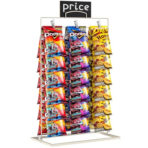 Chip Rack Display Stand, Chip Bag Holder for Party Display 3-Row 48 ...