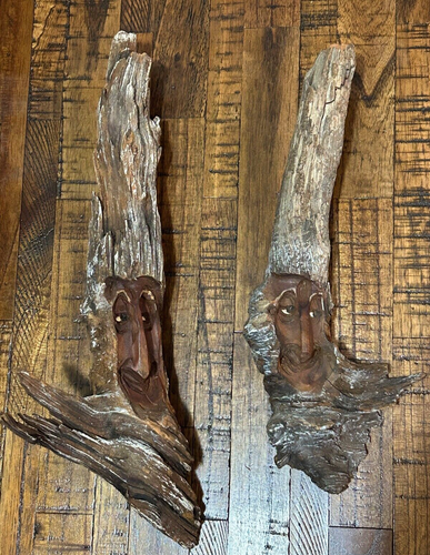 Hand Carved Wood Tree Branch Faces | eBay