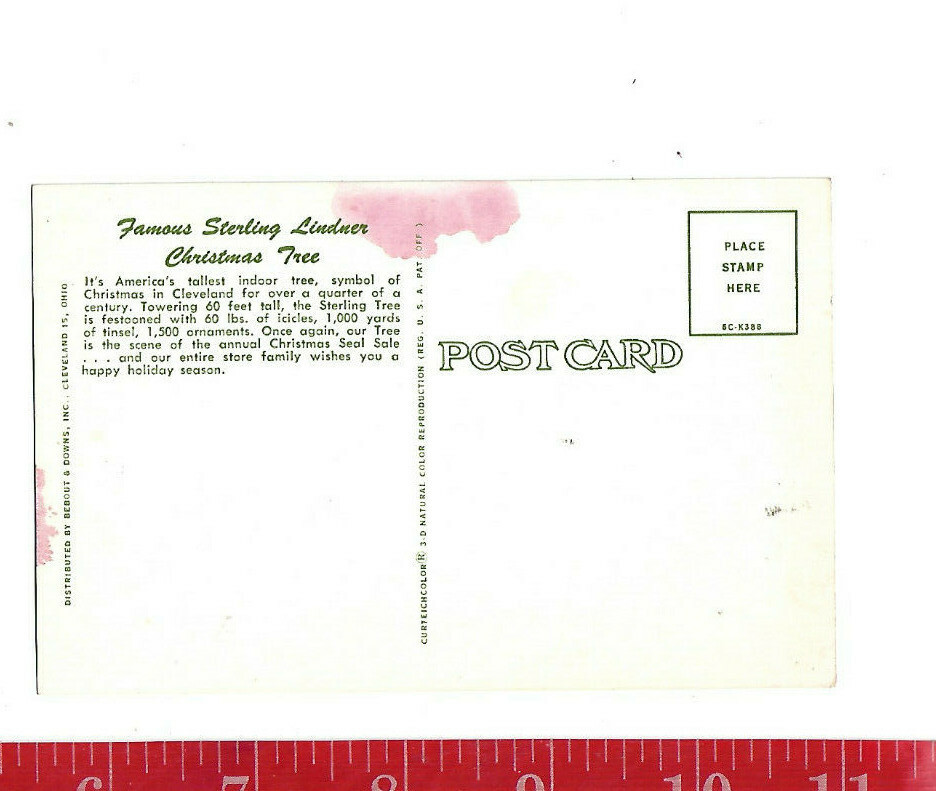 Vintage post card the Famous Sterling Linder Christmas Tree Cleveland ...