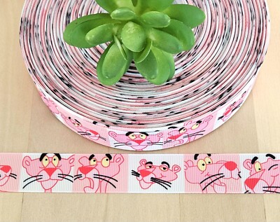 7/8" (1 YD) Pink Panther Grosgrain Ribbon Cartoon Character Ribbon | eBay