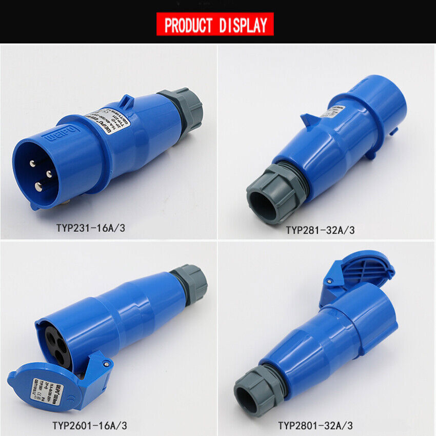 230V 16/32Amp 3Pin Industrial Site Plugs/Socket IP44 Male/Female ...