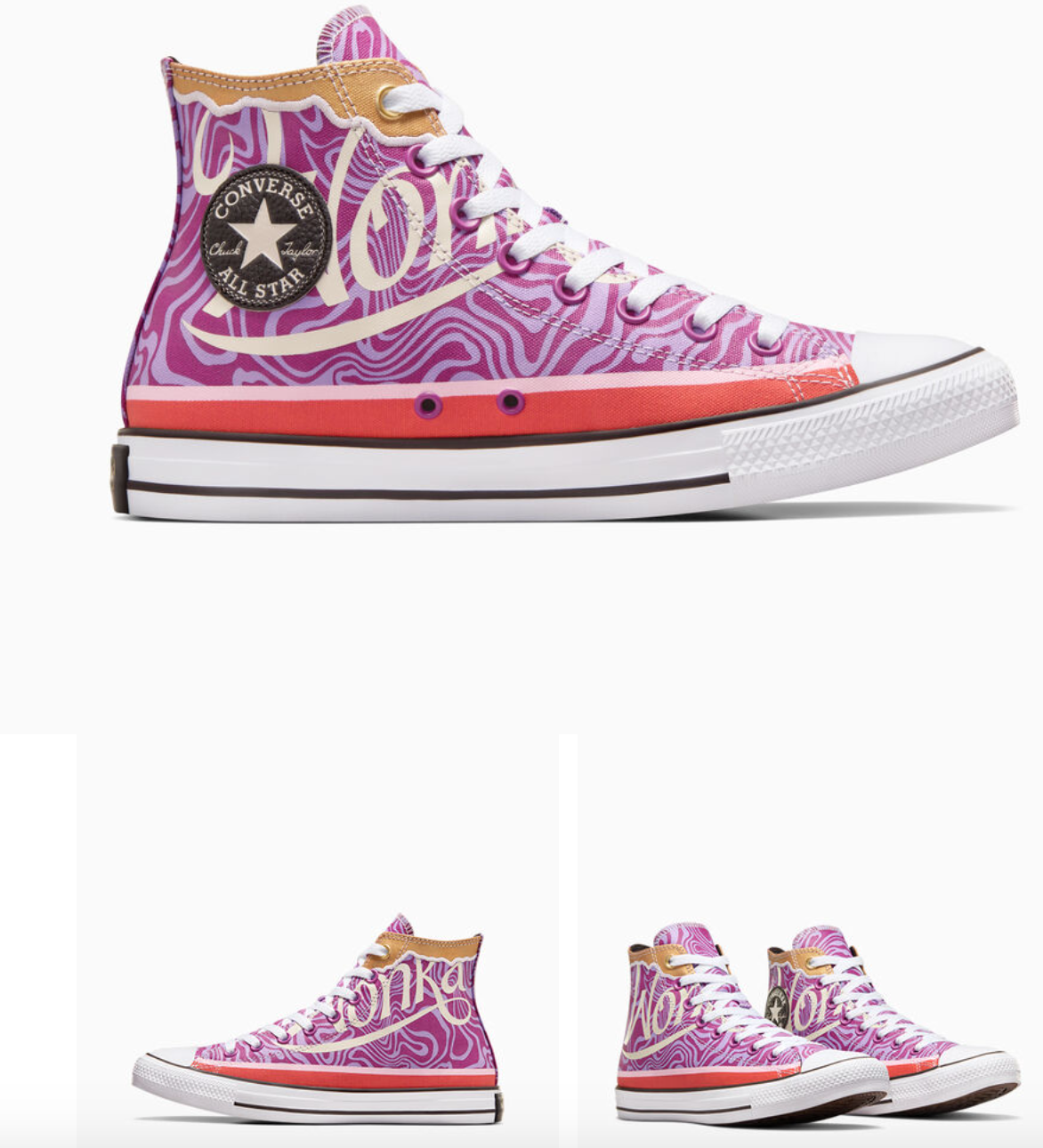 NEW Women's CONVERSE x Wonka Chuck All Star Chocolate Swirl Oompa Shoes ...