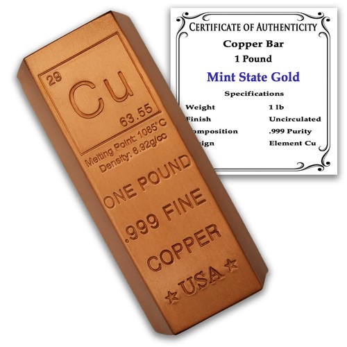 1 Pound Copper Bar Ingot Paperweight - 999 Pure Chemistry Element ...