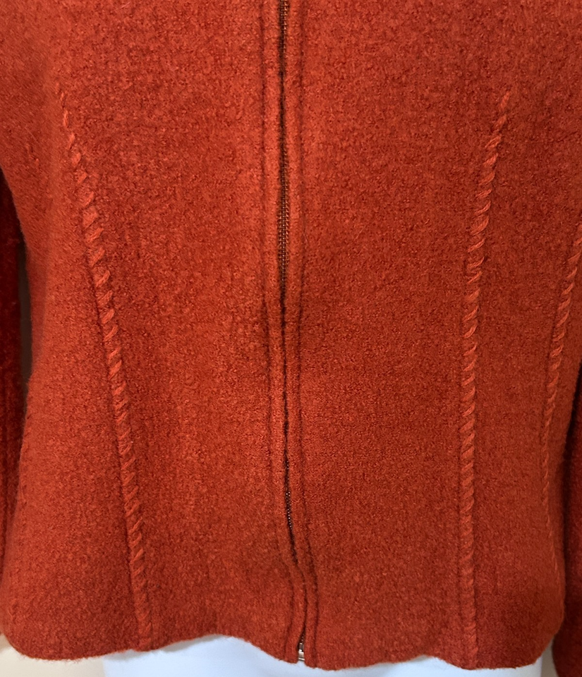 Vintage Sarah Zip Up Sweater Cardigan Blazer Small Orange 100% Wool ...