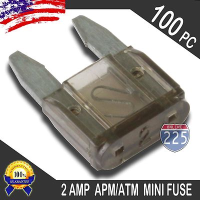 100 Pack 2A Mini Blade Style Fuses APM/ATM 32V Short Circuit Protection ...