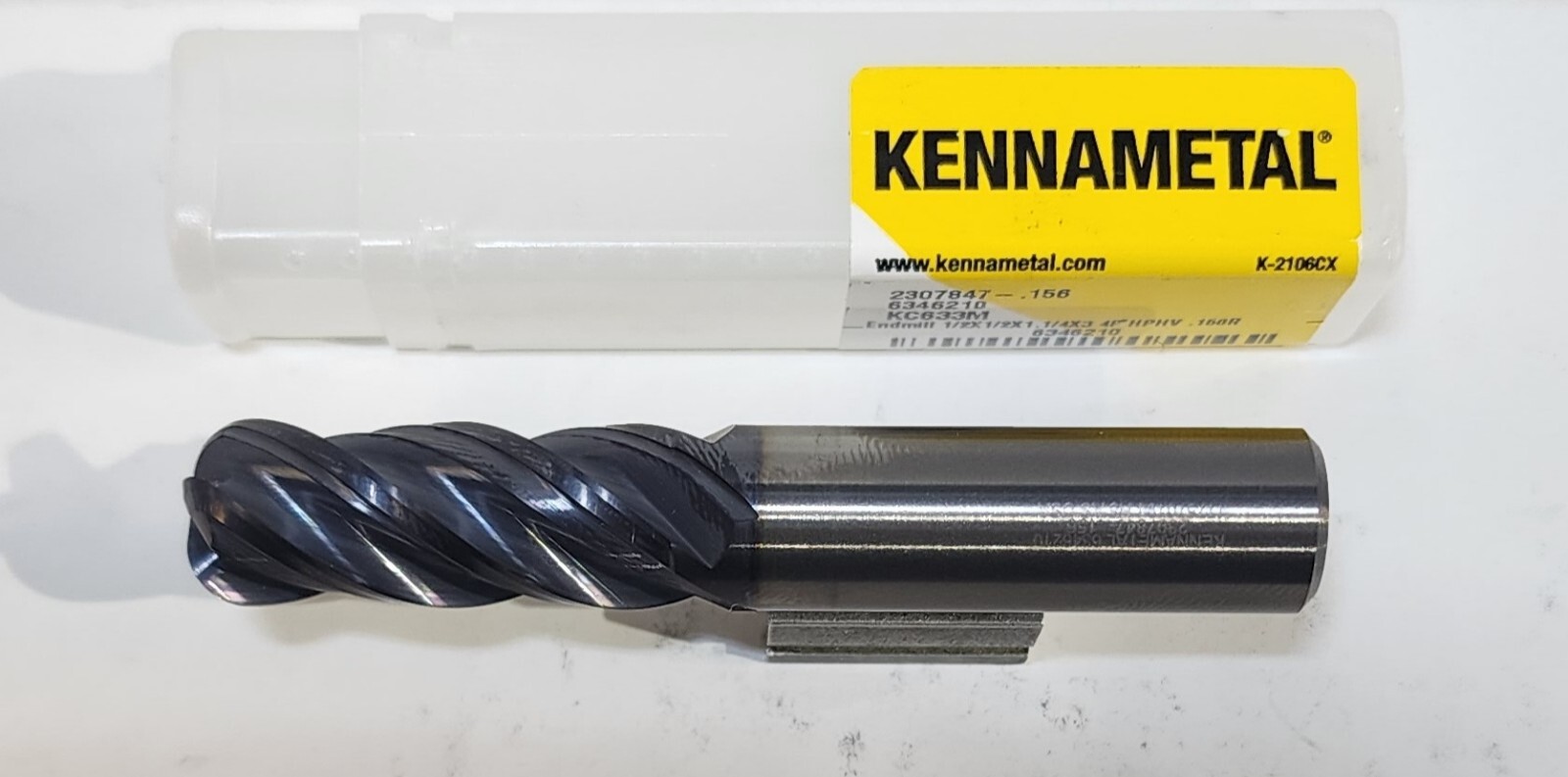KENNAMETAL SOLID CARBIDE 4FL CORNER RADIUS END MILL 1/2" X .156"R ...