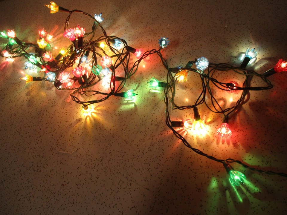 Assorted Flowers Vintage Christmas Multi Color String Lights | eBay