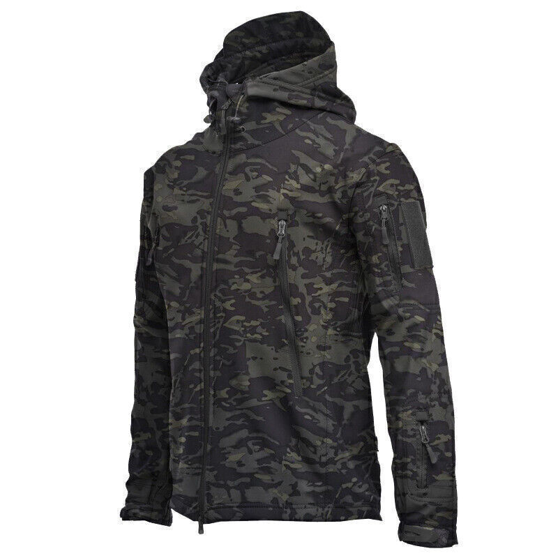 Mens Softshell Jacket Waterproof Warm Hooded Fleece Windproof Outdoor ...