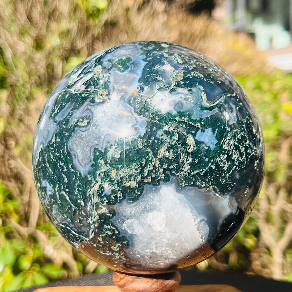 2.68LB Natural Aquatic Plants Agate Crystal Sphere water grass Moss ...